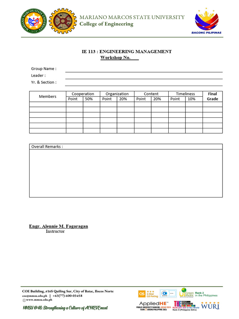 Ie 113 - Workshop Form | PDF