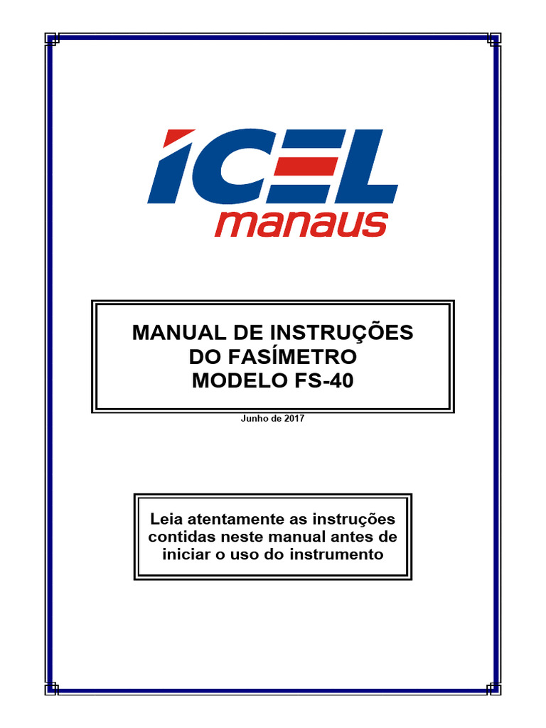 Manual do Fasímetro FS-40 | PDF | Eletricidade | Corrente alternada
