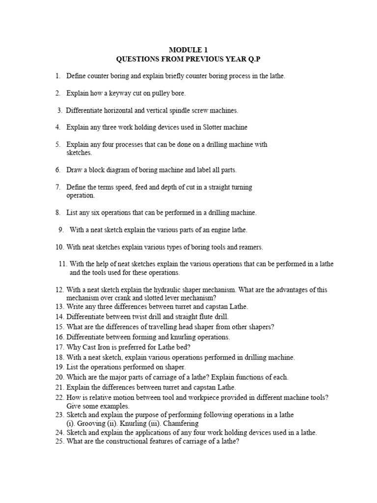 MODULE 1 - Previous Year Questions | PDF