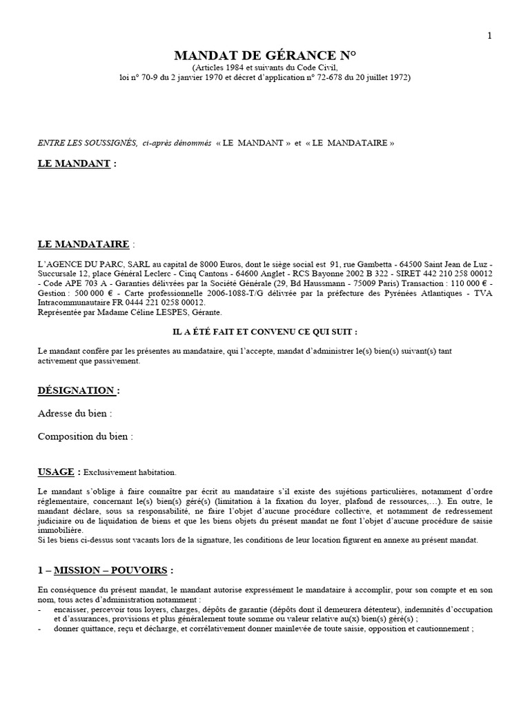 009AC4-Mandat de Gestion | PDF