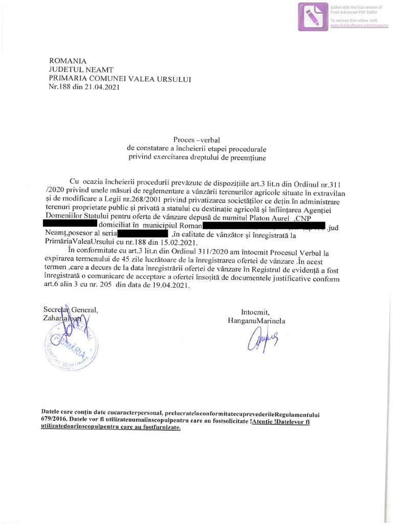 PV NR 188 Din 21.04.2021 | PDF