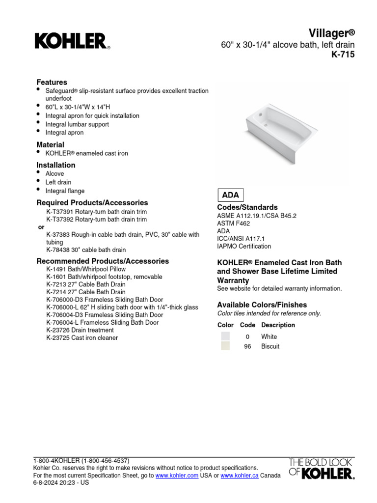 K-715 Spec US-CA Kohler en | PDF