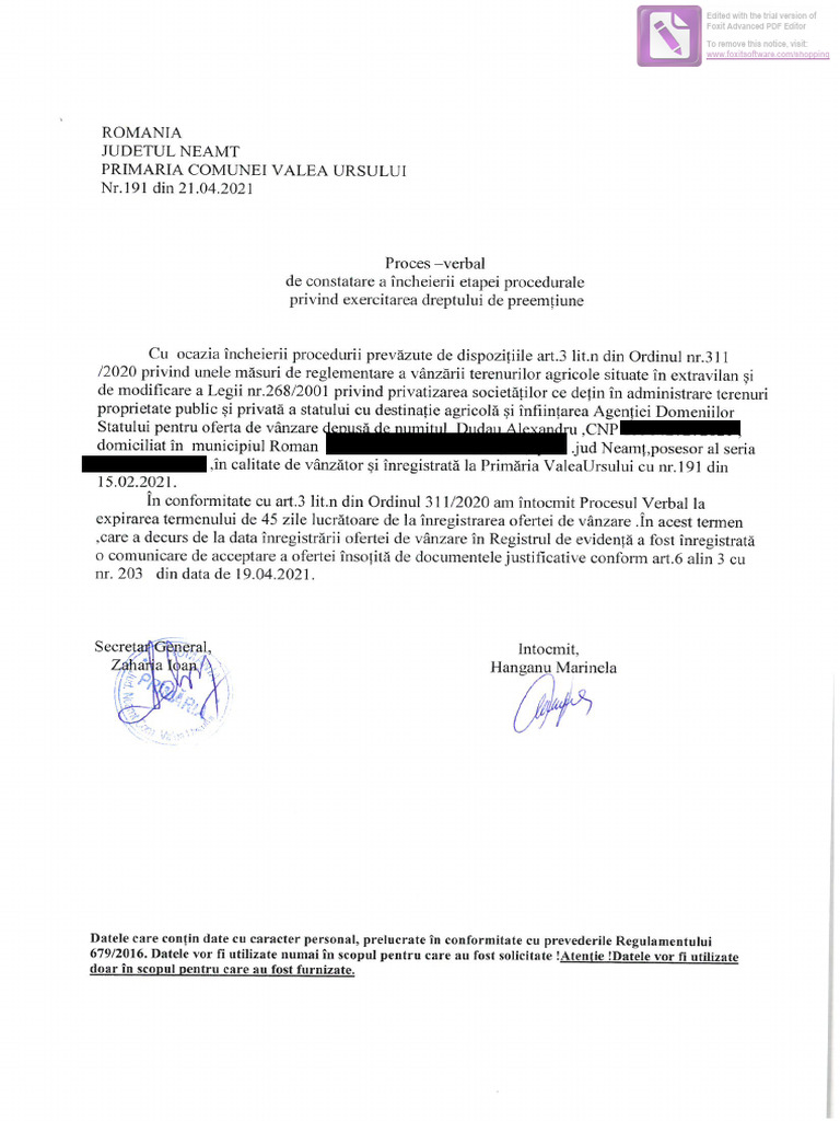 PV NR 191 Din 21.04.2021 | PDF