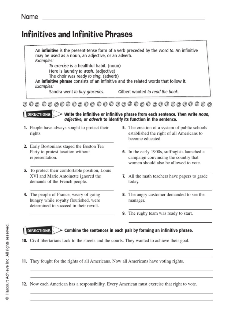 Infinitives and Infinative Phrases | PDF