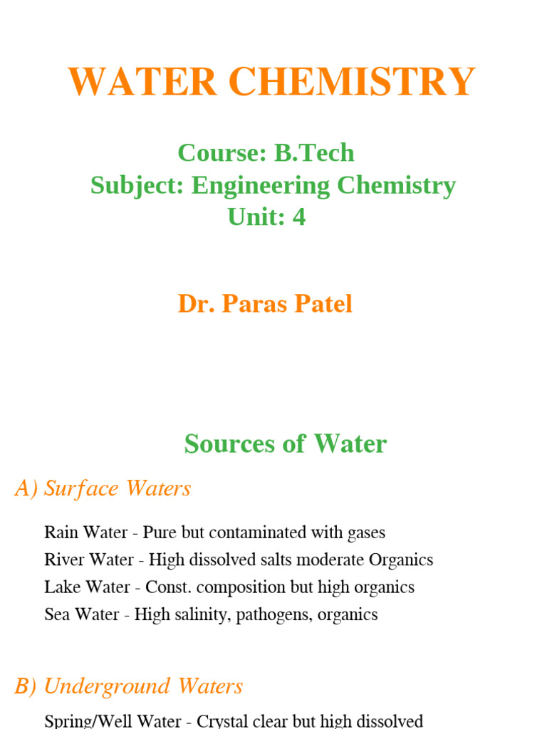 B.tech. Unit VI Water Chemistry | PDF