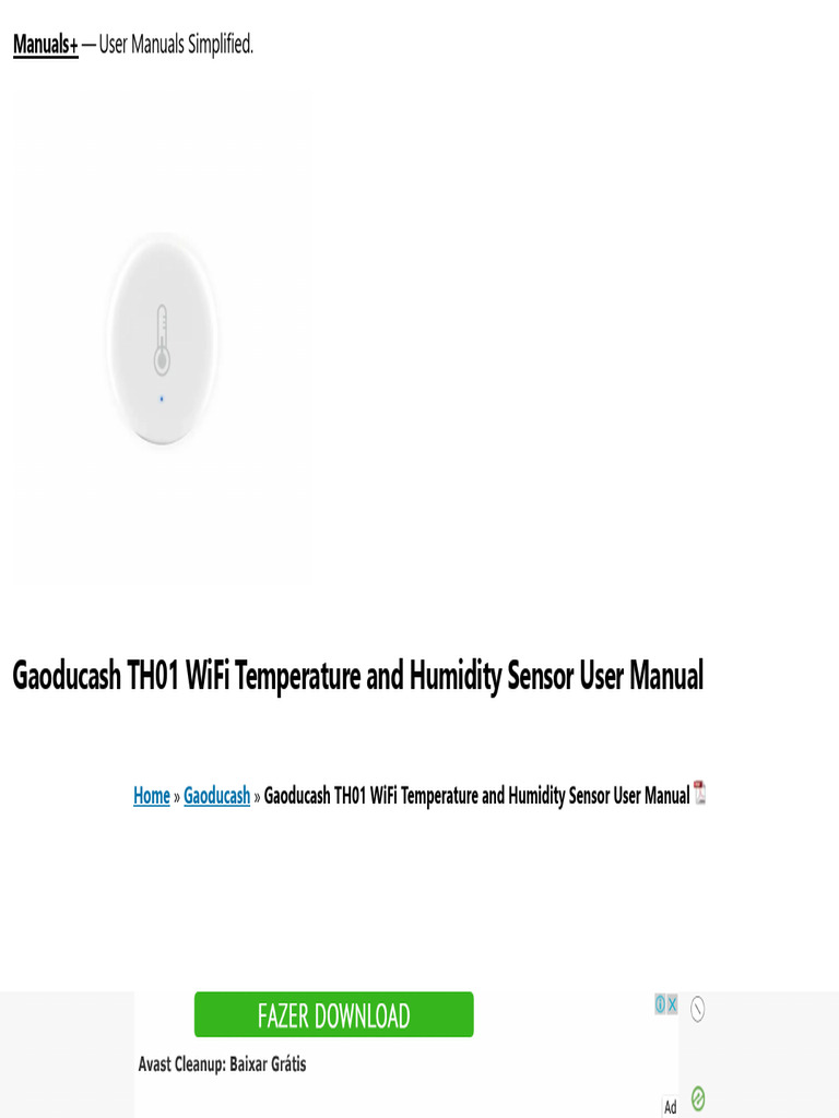 Gaoducash TH01 WiFi Temperature and Humidity Sensor User Manual | PDF ...