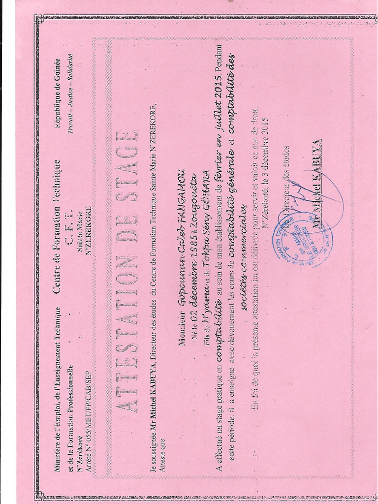 Attestation de Stage | PDF