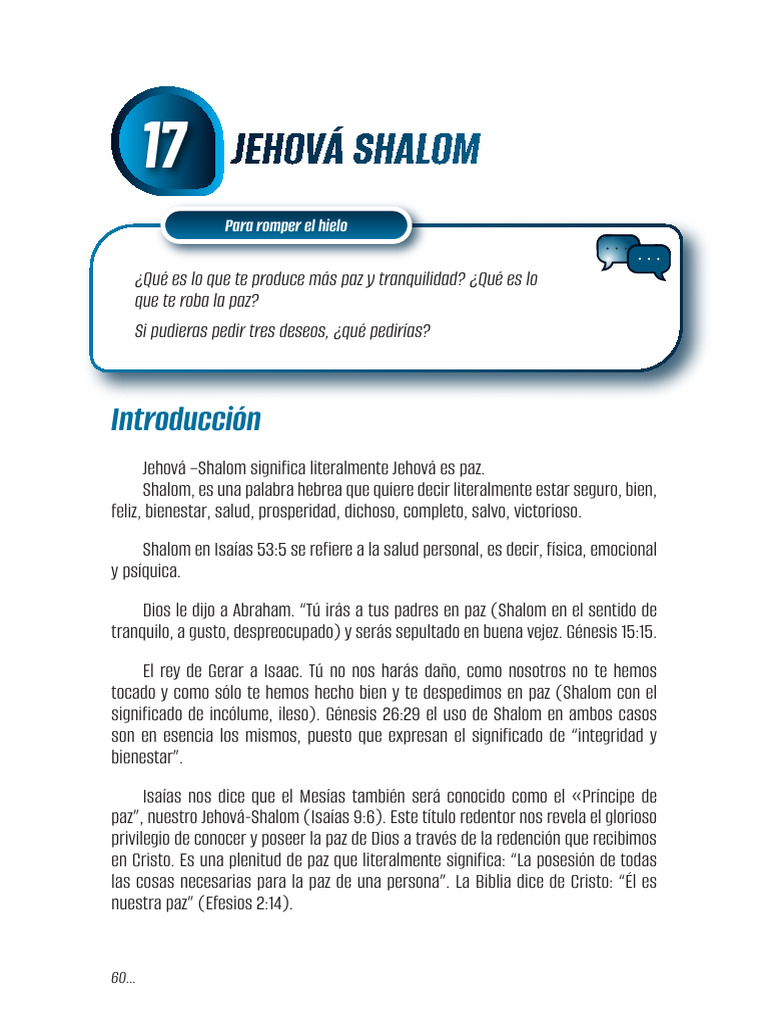 17 Jehová Shalom | PDF | Paz | Cristo (título)