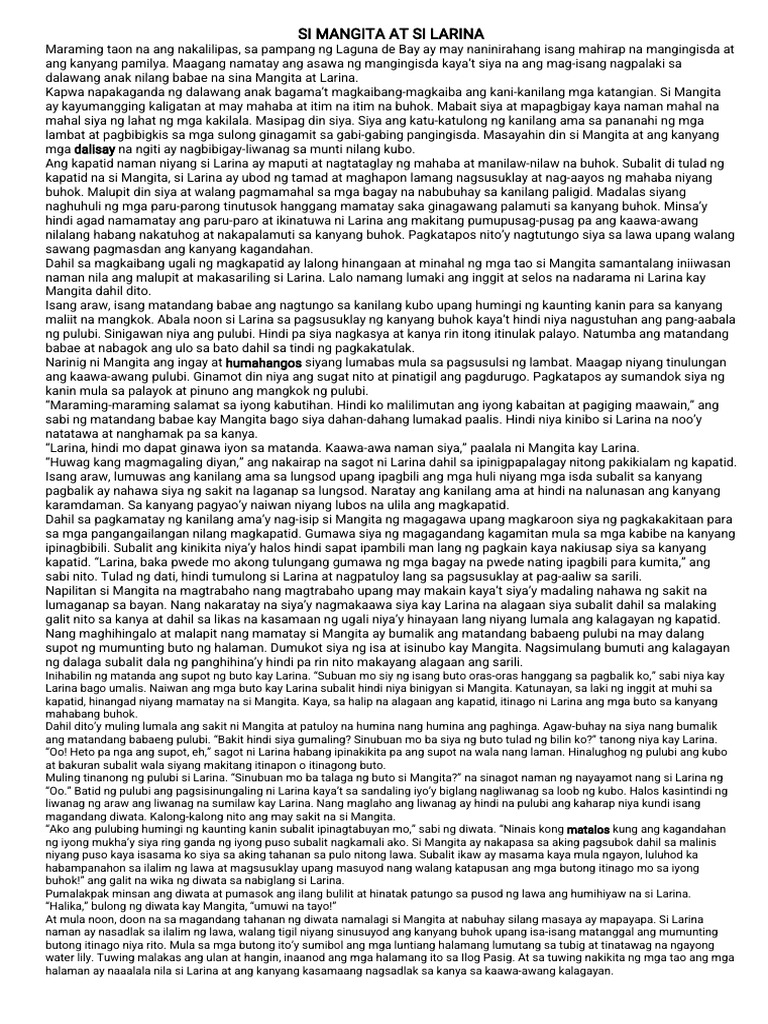 Si Mangita at Si Larina | PDF | Self-Improvement