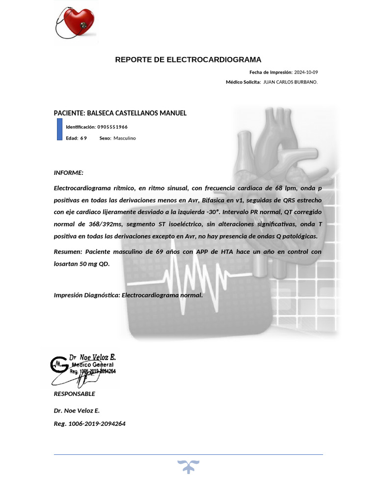 Reporte de Electrocardiograma | PDF | Ciencia y matemáticas