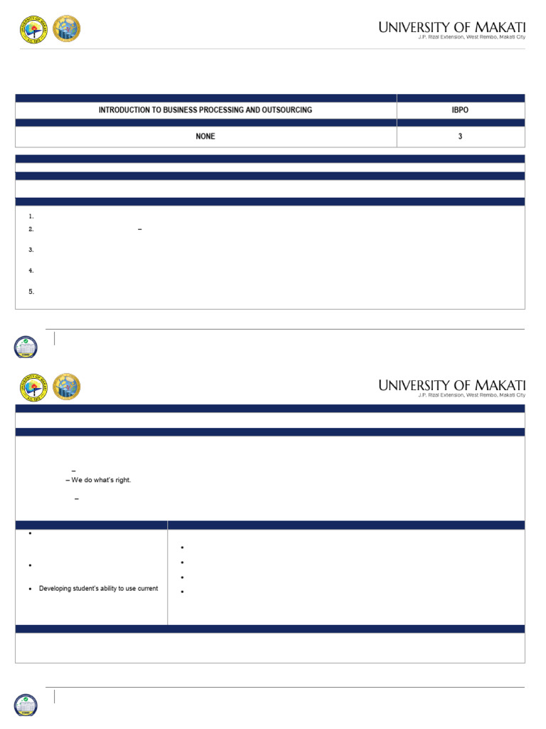 OBTL - Introduction To Business Processing Outsourcing | PDF