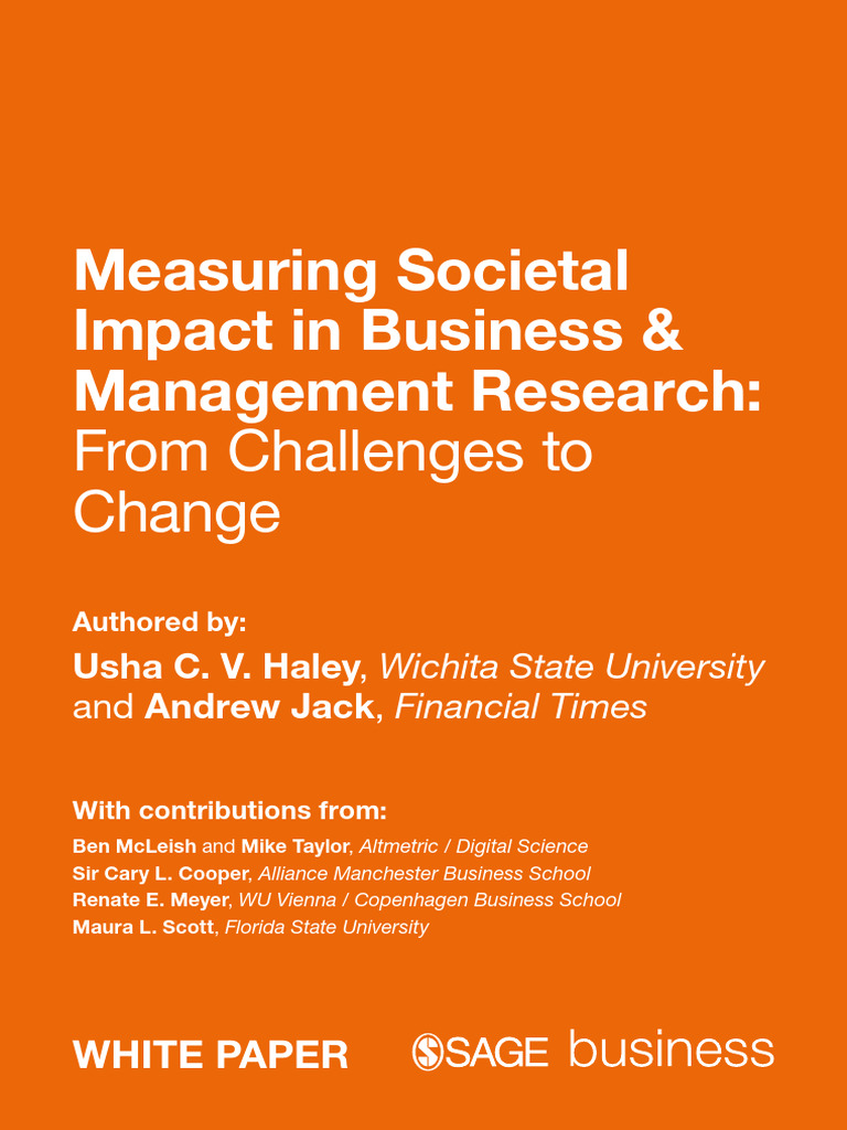 Measuring Societal Impact in Business and Management Research A SAGE ...