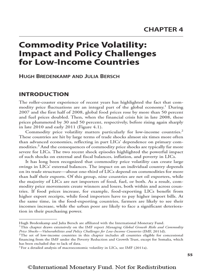 Commodity Price Volatility Impact and Policy Challenges For Low-Income ...