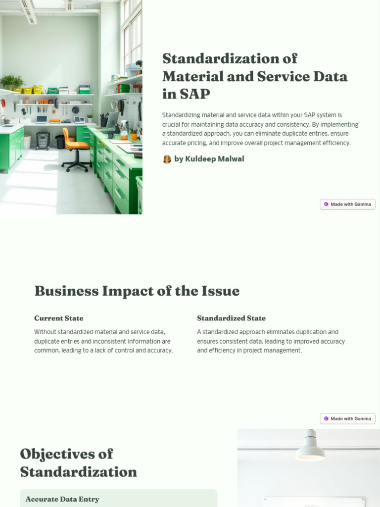 Standardization of Material and Service Data in SAP | PDF | Project ...