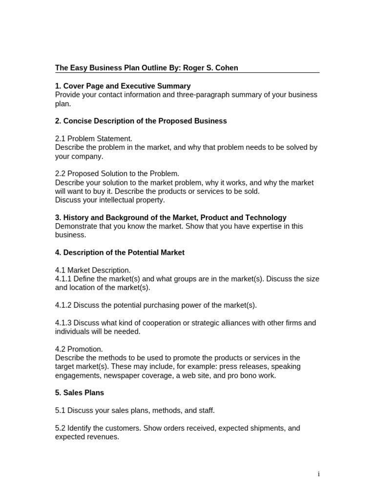 The Easy Business Plan | PDF