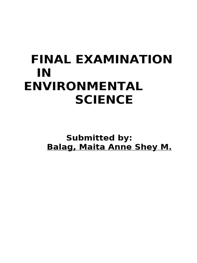 Final in ES | PDF | Environmental Science | Science