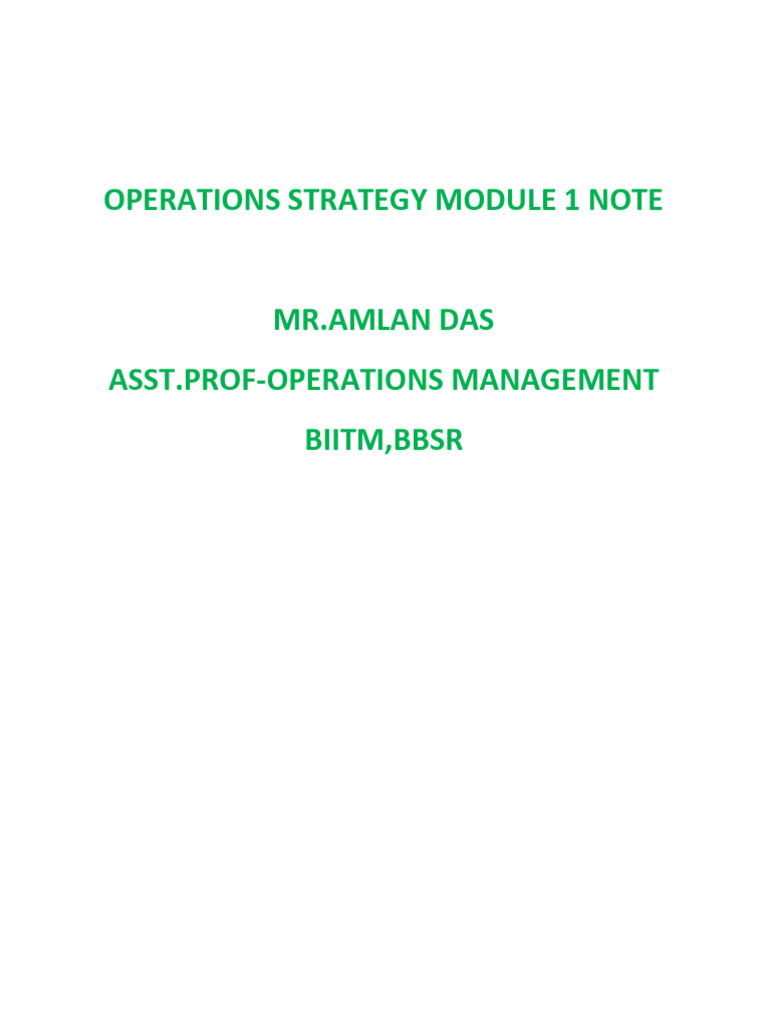 Operations Strategy | PDF