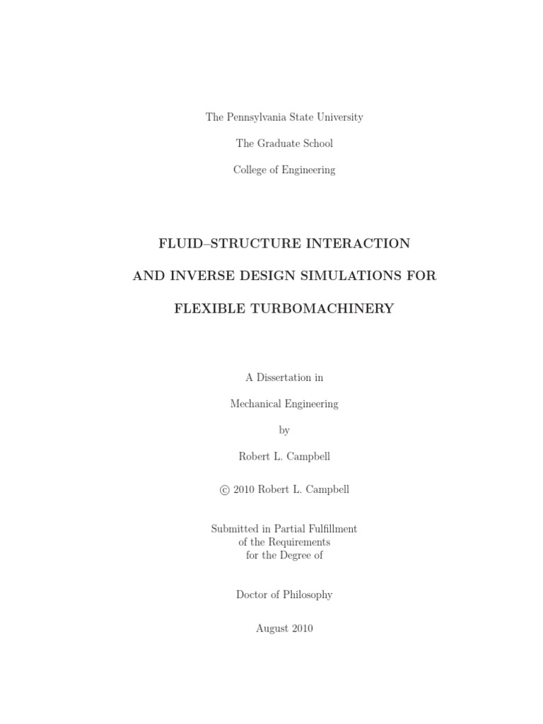PHD - Fluid-Structure Interaction and Inverse Design Simulations For Flesible Turbomachinery | PDF