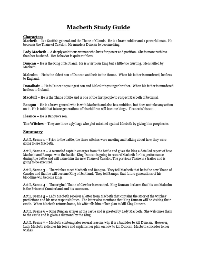 Macbeth Study Guide01 | PDF