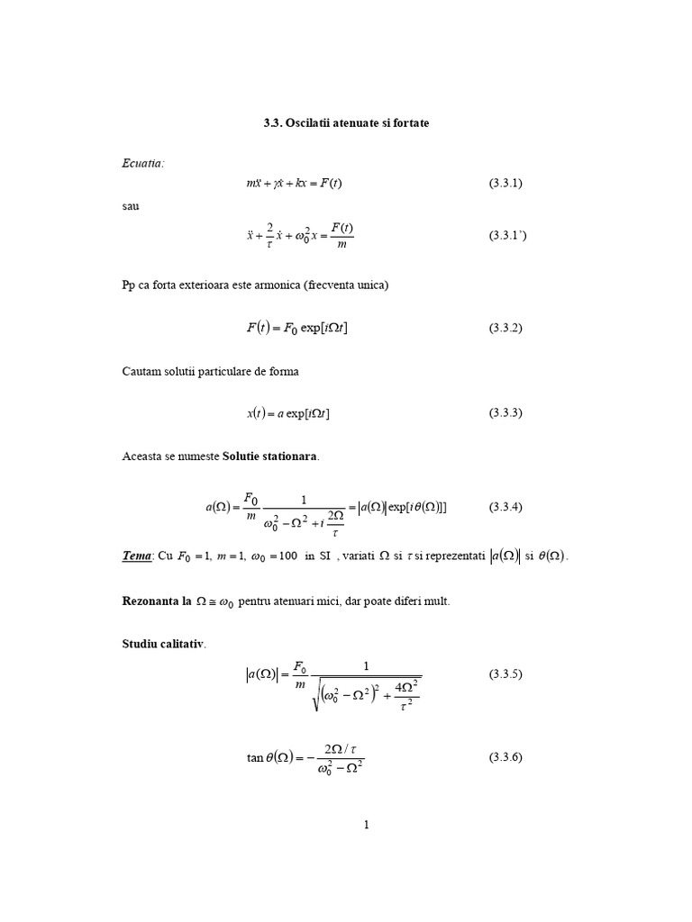 Curs 5 2021oscilatii - Atenuate.fortate | PDF