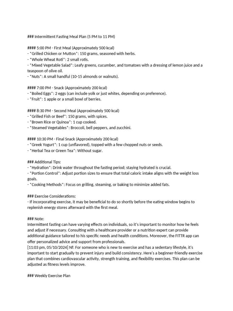 Intermittent Fasting Meal Plan | PDF