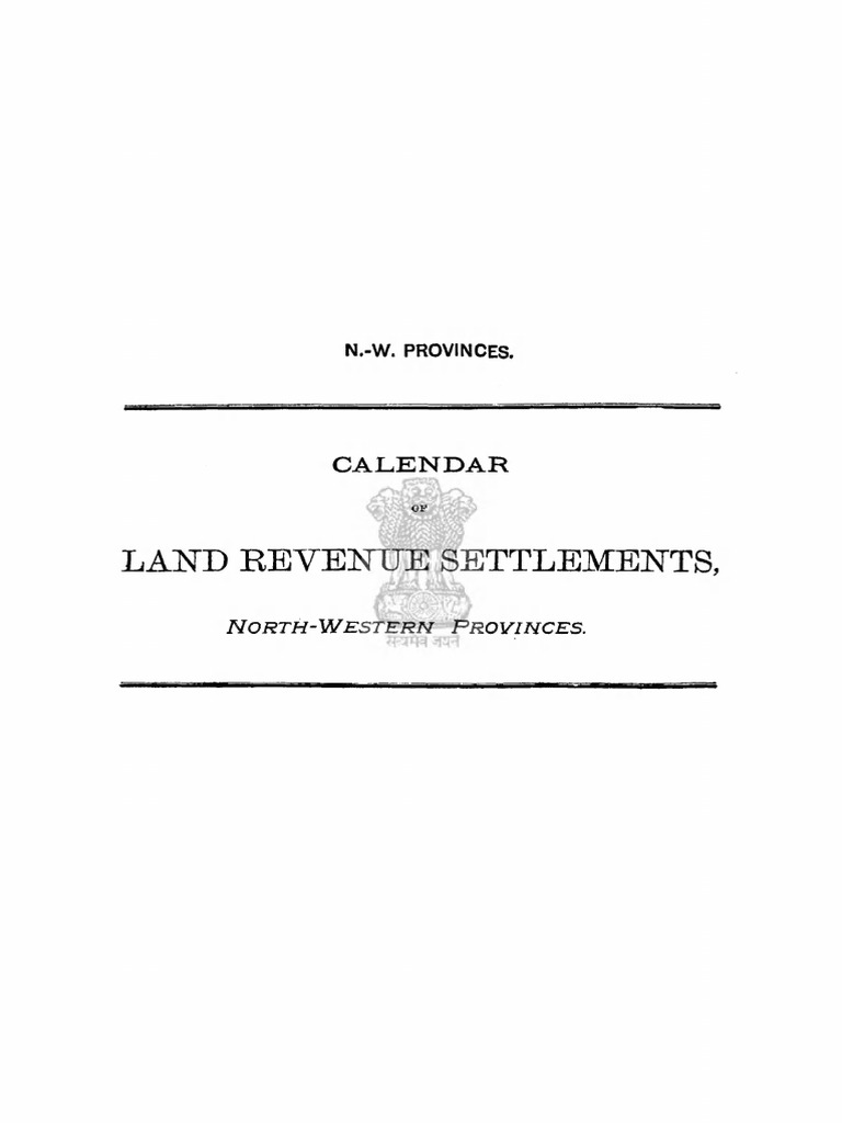 Calendar of Land Revenue Settlements | PDF
