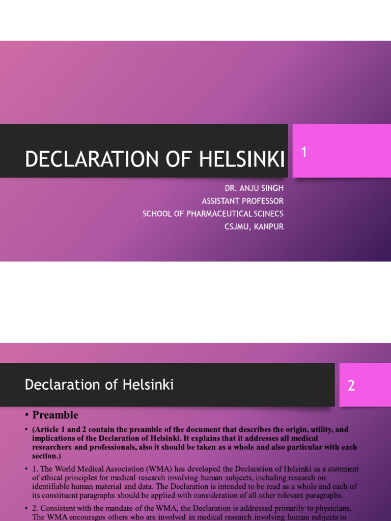 Declaration of Helsinki Part 2 | PDF