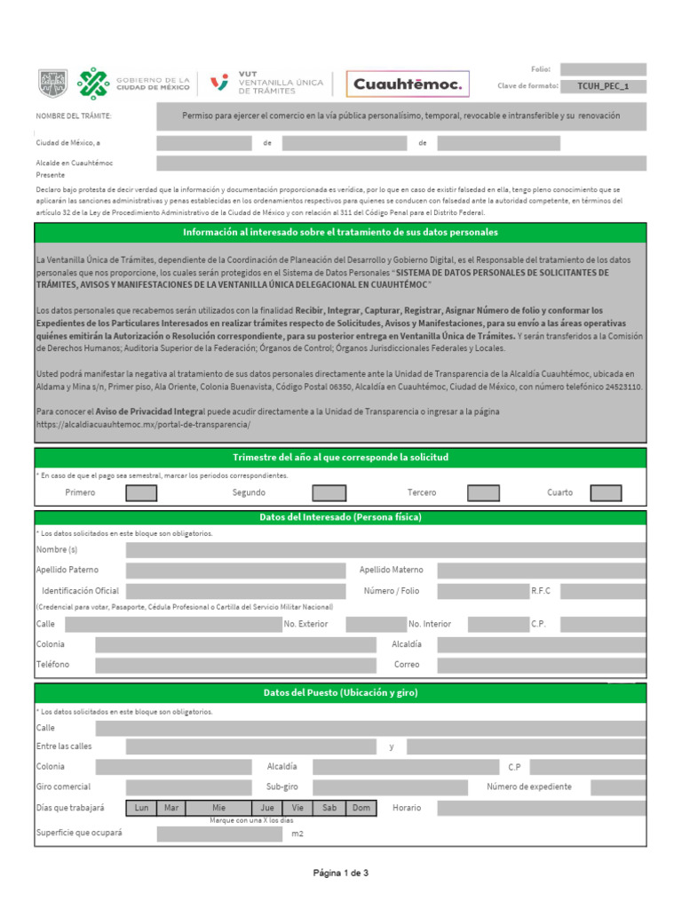 Permiso de Comercio en Vía Pública CDMX | PDF | México | Gobierno