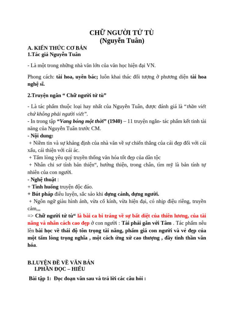 Chu Nguoi Tu Tu | PDF