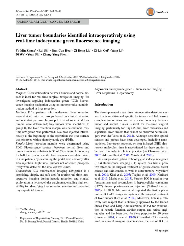 Liver tumor boundaries identi ed intraoperatively using real‐time ...