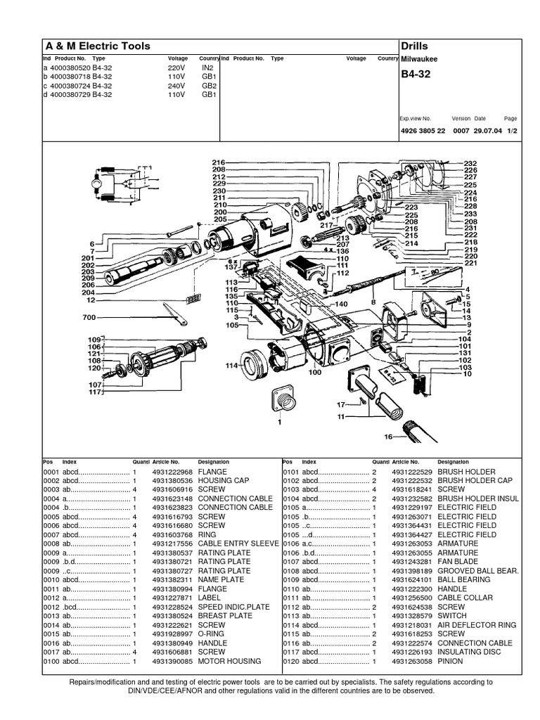 Drills B4-32 A & M Electric Tools: Milwaukee | PDF