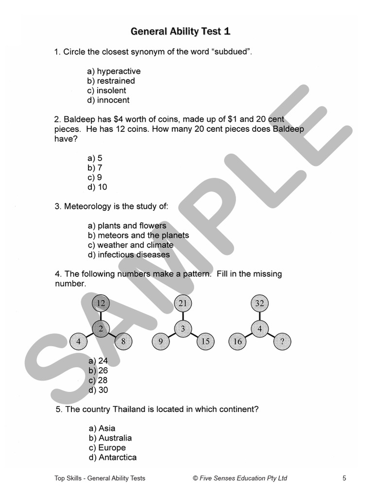 SAMPLE Mastering General Ability Selective Book 1 | PDF
