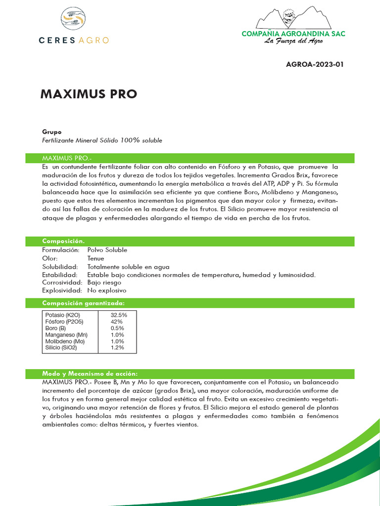 Maximus Pro - Ficha Tecnica | PDF