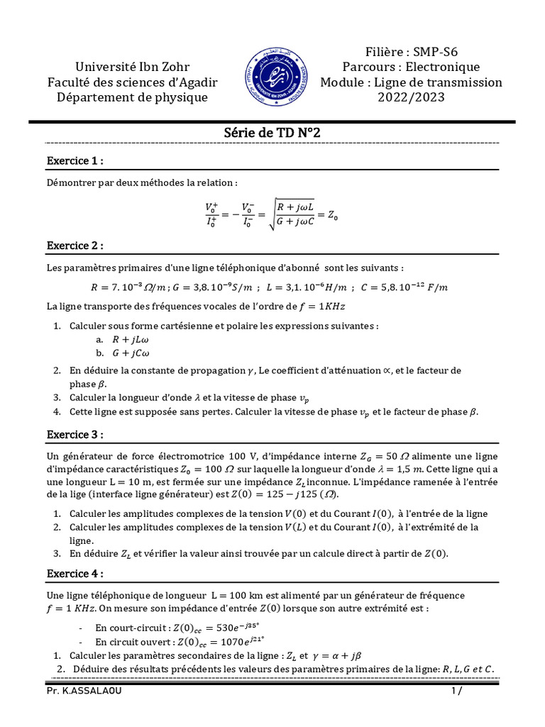 Série de TD N°2 | PDF