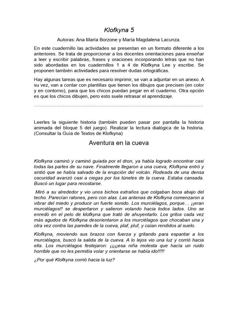 Cuadernillo 5 Klofkyna Lee y Escribe Docente f | PDF