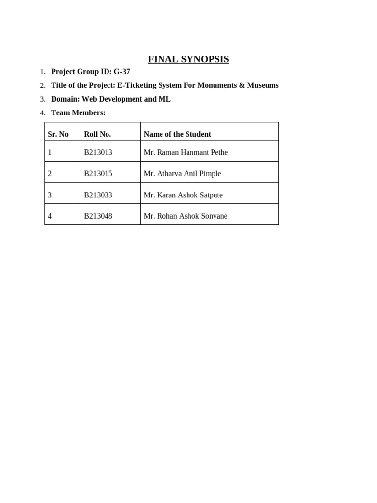 Final Synopsis g37 | PDF