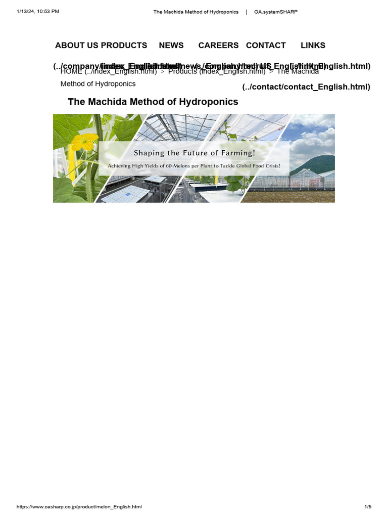 The Machida Method of Hydroponics ｜ OA.systemSHARP | PDF