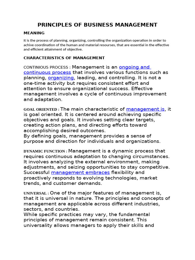 Principles of Business Management | PDF
