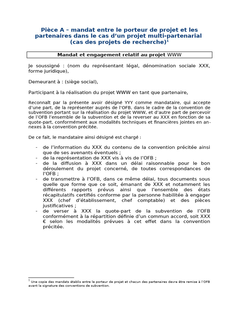 SolsBiodiv Modele Mandat | PDF