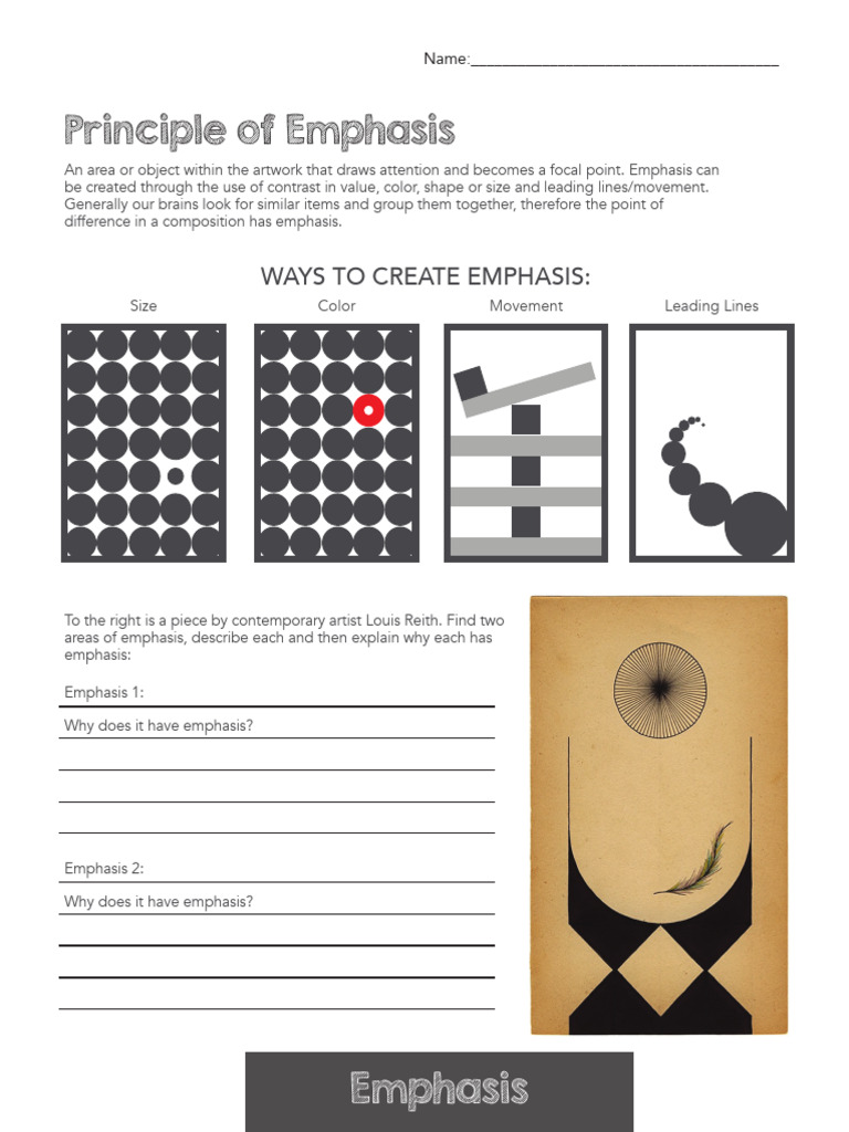 Principle of Emphasis Page One | PDF | Teaching Methods & Materials ...