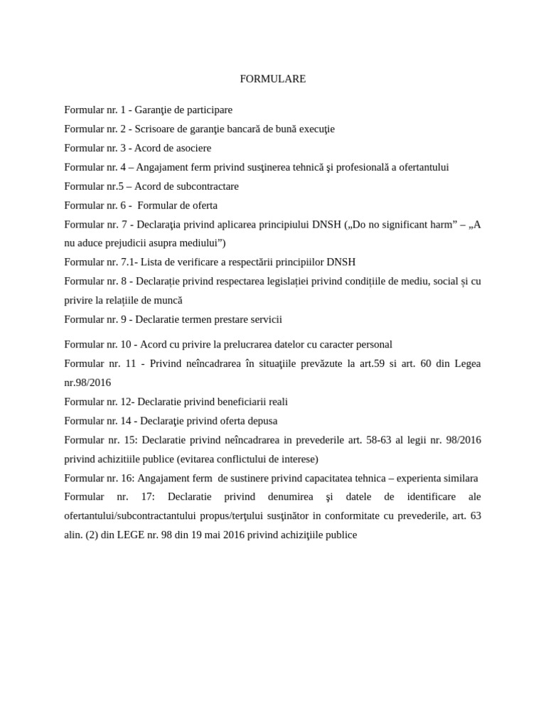 Formulare - Proiectare | PDF