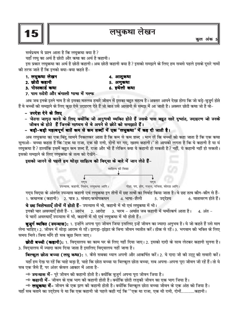 Laghu Katha Lekhan Format Guide | PDF