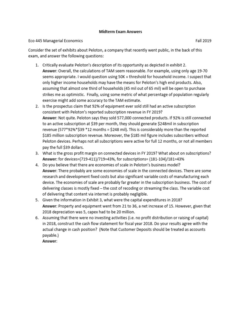 Midterm Exam Answers | PDF