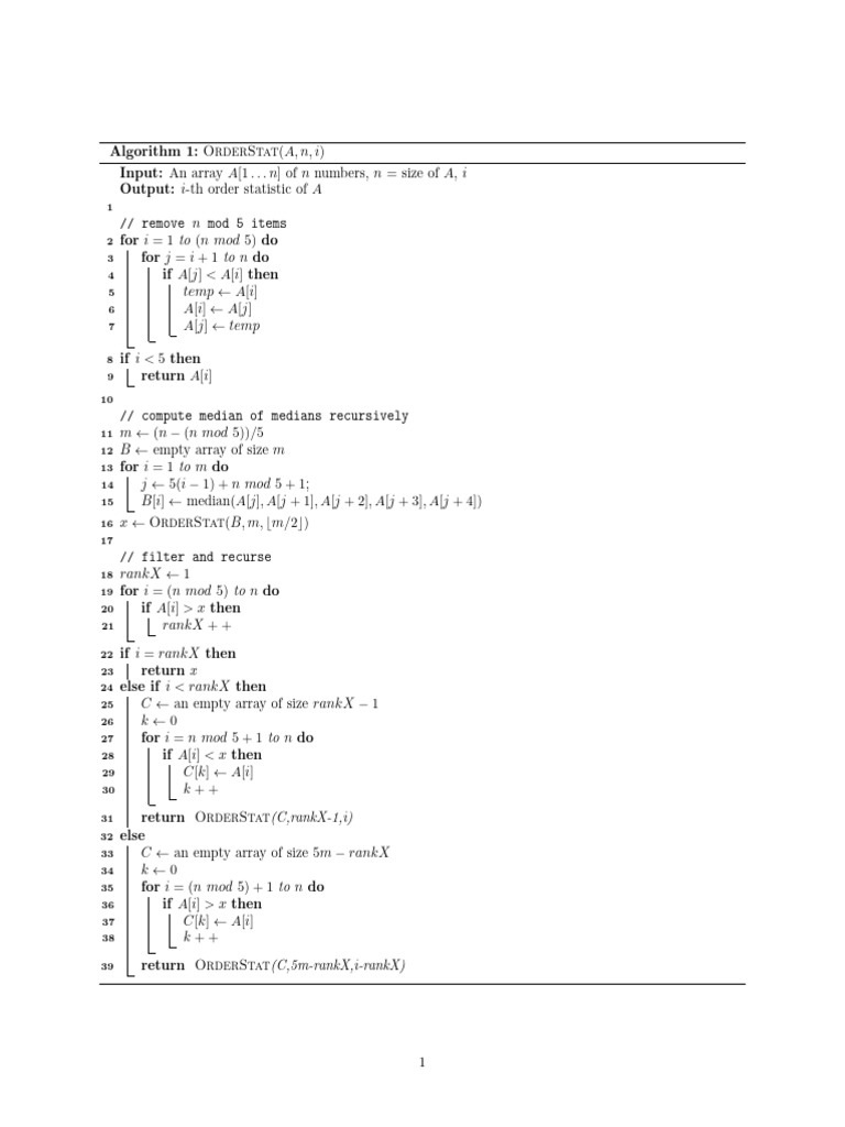 Orderstat: Algorithm 1: Input: Output | PDF