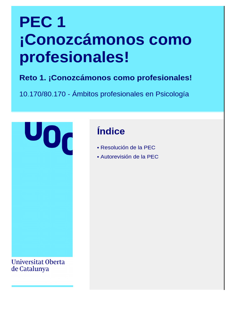 Plantilla - Entrega - PEC1 - ¡Conozcámonos Como Profesionales!-1 | PDF | Sicología | Crecimiento ...