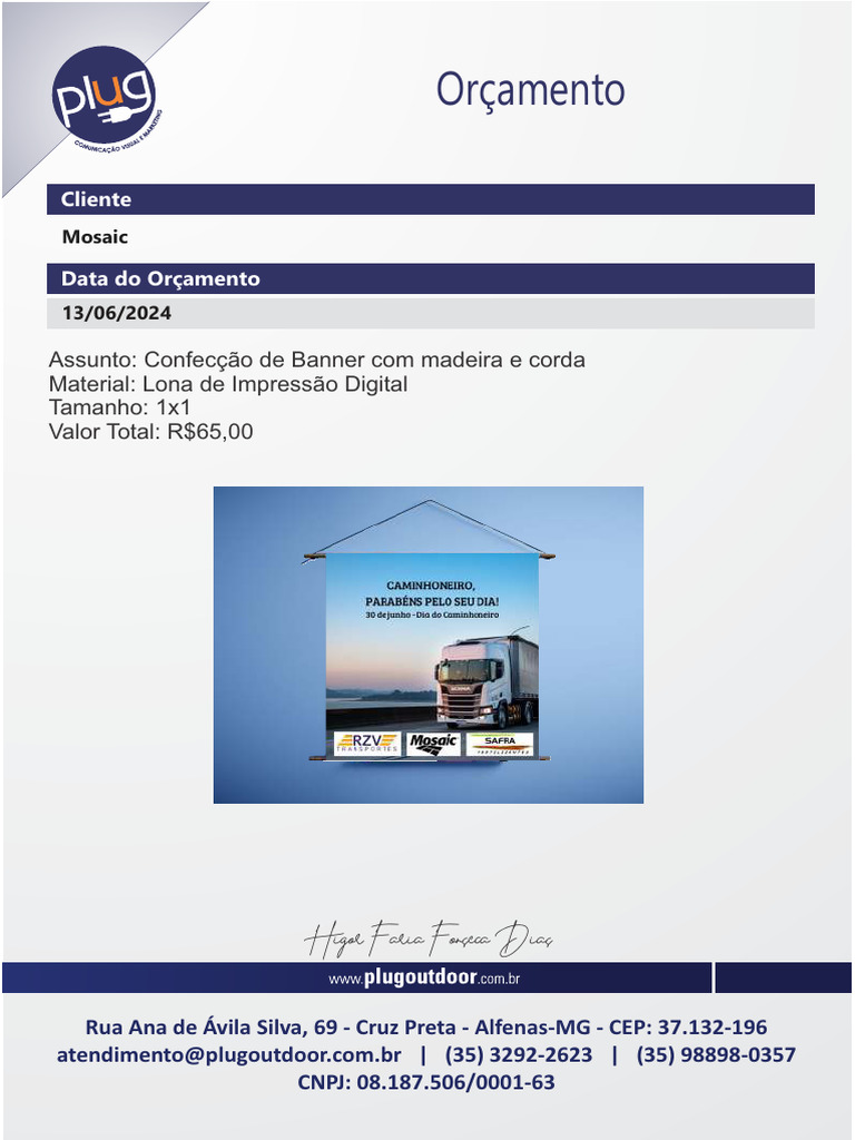 Orçamento Banner 1x1 | PDF