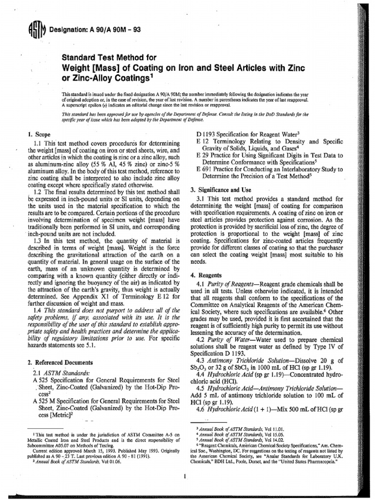 Astm A 90 - A 90M-93 | PDF