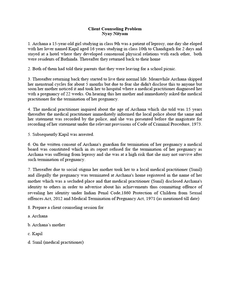 0 - Client Counseling Problem | PDF | Self-Improvement