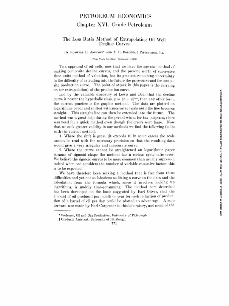 Johnson Et Al.-The Loss Ratio Merhod of Extrapoling Oil Well Decline ...