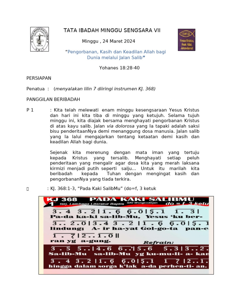 Tata Ibadah Minggu Sengsara Vii Job | PDF